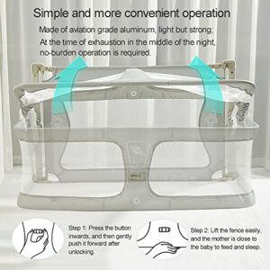 Baby Bedside Sleeper, 3 in 1 Folding Portable Crib, breathable and visible mesh window, soft washable liner cover and sturdy aluminum alloy,Easy to Assemble, baby bassinets bedside sleeper Stationary