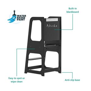 Dream On Me Explora Toddler Learning Tower/Anti-Slip Base/Multipurpose Kids Step Stool / 3 Platform Heights/Chalkable Black Board/Children’s Step Stool