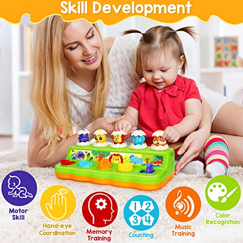 Duchong Interactive Pop Up Animals Eggs Toy with Music & Sound, Early Developmental Learning Sensory Toy for 1Year Old & 9-12-18 Months Baby, Girls & Boys