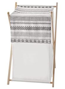 sweet jojo designs grey boho tribal bohemian baby kid clothes laundry hamper - jacquard aztec gender neutral modern geometric stripes gray off white ivory textured boho chic farmhouse luxury