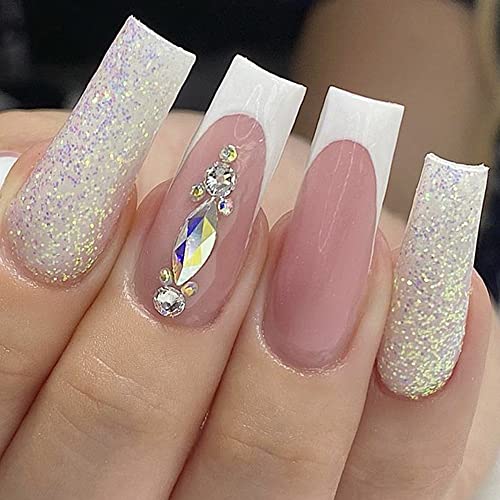 White Sugar Nail Glitter Powder for Christmas Snowflake Nails Design, Sandy Pigment Shiny 3D Candy Nail Art Sequins Winter Manicure Decorations Accessories.