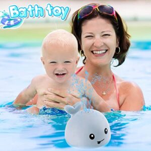 【2023 Upgrade】 Baby Bath Toys Gifts, Rechargeable Whale Baby Toys, Light Up Bath Toys for Toddlers, Sprinkler Bathtub Toys for Infants Kids, Spray Water Bath Toy, Pool Bathroom Tub Baby Toy