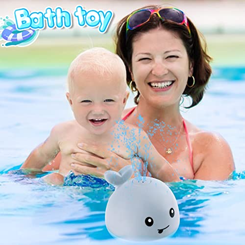 【2023 Upgrade】 Baby Bath Toys Gifts, Rechargeable Whale Baby Toys, Light Up Bath Toys for Toddlers, Sprinkler Bathtub Toys for Infants Kids, Spray Water Bath Toy, Pool Bathroom Tub Baby Toy