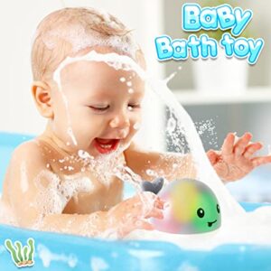 【2023 Upgrade】 Baby Bath Toys Gifts, Rechargeable Whale Baby Toys, Light Up Bath Toys for Toddlers, Sprinkler Bathtub Toys for Infants Kids, Spray Water Bath Toy, Pool Bathroom Tub Baby Toy