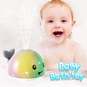 【2023 Upgrade】 Baby Bath Toys Gifts, Rechargeable Whale Baby Toys, Light Up Bath Toys for Toddlers, Sprinkler Bathtub Toys for Infants Kids, Spray Water Bath Toy, Pool Bathroom Tub Baby Toy