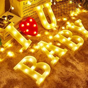 ZUOVAOV LED Light up letter BABY Sig, Led Baby Word Box Logo, Home Bedroom, Nursery Room, Table Wall Decoration, Warm White Light Emitting Letters, Baby Shower Decoration (BABY)