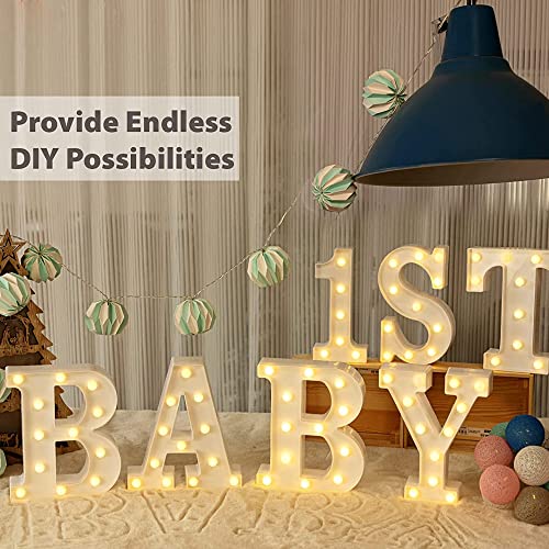 ZUOVAOV LED Light up letter BABY Sig, Led Baby Word Box Logo, Home Bedroom, Nursery Room, Table Wall Decoration, Warm White Light Emitting Letters, Baby Shower Decoration (BABY)