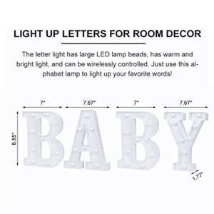 ZUOVAOV LED Light up letter BABY Sig, Led Baby Word Box Logo, Home Bedroom, Nursery Room, Table Wall Decoration, Warm White Light Emitting Letters, Baby Shower Decoration (BABY)