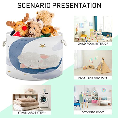 kigai Sheep Cotton Rope Basket Large Round Baby Laundry Basket Toy Blanket Books Storage Bin