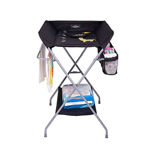 Kinsuite Baby Diaper Changing Tables - w/Storage Rack Portable Folding for Station Nursery Organizer and or Newborn Infant Black