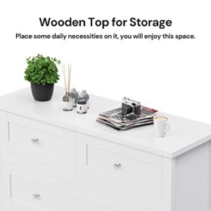 4 Drawer Dresser, White Dresser for Bedroom, Wide Nursery Dresser Storage Organizer Cabinet, Chest of Drawers for Children Room, Entryway and Living Room