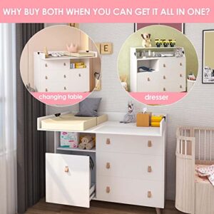 Lovinouse Premium Baby Changing Table and Dresser with Changing Pad, Nursery Dresser with 3 Drawers and Diaper Bag, Diaper Changing Station Table for Boys and Girls (3 Drawers)