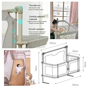 3 in 1 Baby bassinets bedside sleeper,120x50cm,co sleeper for baby in bed,Portable Crib,co sleeper bassinet attach to bed,baby beds,breathable and visible mesh window and sturdy aluminum alloy ( Color