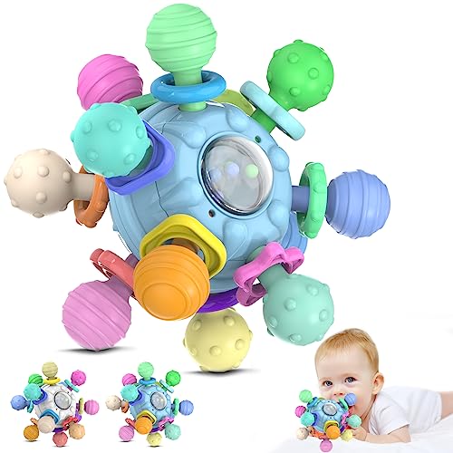 Baby Sensory Teething Teether Toys: Teething Toys for Babies 0-6 Months, Baby Toys 6 to 12 Months, Baby Teething Ball, Infant Toys for 0 3 6 9 12 Months, Baby Girls Boys Gift(Blue)