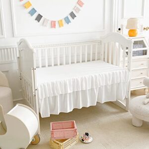 Tassels Crib Bedding Set 3 Pieces Baby Tassels Quilted Comforter with Fitted Sheet and Bed Skirt - Cute Tassels Chic Baby Bedding Soft Blanket Design White