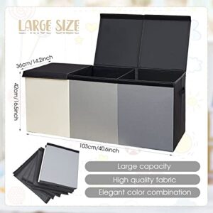 Large Toy Box Chest Collapsible Sturdy Storage Bins with Lid and Handles Toy Box Chest Storage Organizer for Playroom Bedroom (Gray Series, 40.6 x 16.5 x 14.2'')