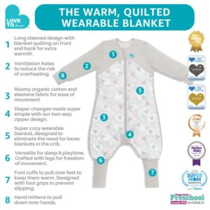 Love to Dream Warm Baby Sleep Suit (12-24 Mo), Super Soft Temp Regulating Sleeping Sack, 2.5TOG Warm Wearable Blanket, Olive