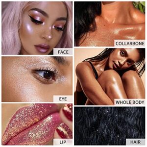 Polvo De Hadas Highlighter Powder Stick, Body Glitter Powder Stick, High Gloss Fairy Glitter, Sparkle Patting Powder, for Face Eyes Lips Hair Body, Christmas Gifts for Girls (#01 White Moonbeam)