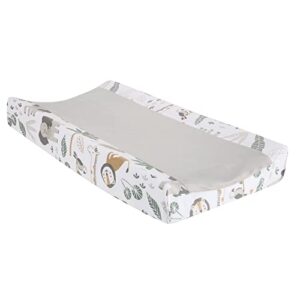 lambs & ivy jungle friends soft, warm & cozy safari changing pad cover - gray