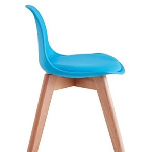 BB Chairs, Wooden Legs, PP Backed Cushions, Blue, Set of 2