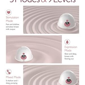 Momcozy M5 Hands Free Breast Pump, Double Wearable Breast Pump of Baby Mouth Double-Sealed Flange with 3 Modes & 9 Levels, Electric Breast Pump Portable - 24mm, 2 Pack Cozy Red