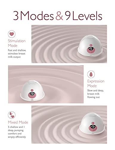 Momcozy M5 Hands Free Breast Pump, Double Wearable Breast Pump of Baby Mouth Double-Sealed Flange with 3 Modes & 9 Levels, Electric Breast Pump Portable - 24mm, 2 Pack Cozy Red