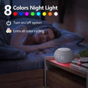 Reacher Auto-Dimmable Sound Machine Alarm Clock with Night Light, 20 Soothing Sounds, LED Digital Display, Sleep Timer, Precise Volume Control, White Noise Soother for Baby, Adults, Bedrooms