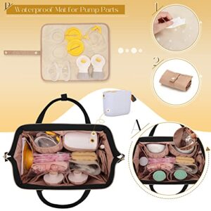 Fasrom Breast Pump Bag Backpack Bundle with Breastmilk Cooler Bag with Ice Pack Fits 4 Baby Bottles up to 5 Ounce