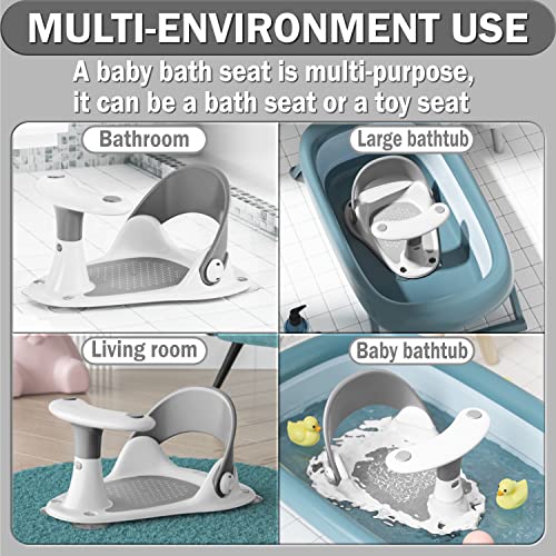 Baby Bath Seat,Baby Bathtub Seat for 6 Months & Up, Infant Bath Seat with Secure Suction Cups, Non-Slip Toddler Bath Seat TOPMINO