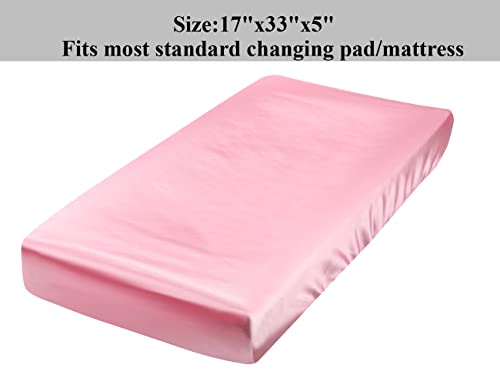 Satin Changing Pad Cover Set 2 Pack Ultra Soft Silk Protect for Baby Hair and Skin Cradle or Bassinet Sheets, Grey & Pink