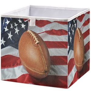 visesunny closet baskets football usa flag storage bins fabric baskets for organizing shelves foldable storage cube bins for clothes, toys, baby toiletry, office supply