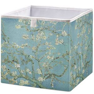 visesunny closet baskets pear flower tree blossom storage bins fabric baskets for organizing shelves foldable storage cube bins for clothes, toys, baby toiletry, office supply