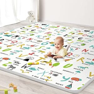 baby play mat 79" x 71",reversible waterproof foldable foam floor playmat for kids toddlers, extra large anti- slip baby crawling mat