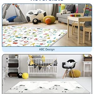 Baby Play Mat 79" X 71",Reversible Waterproof Foldable Foam Floor Playmat for Kids Toddlers, Extra Large Anti- Slip Baby Crawling Mat