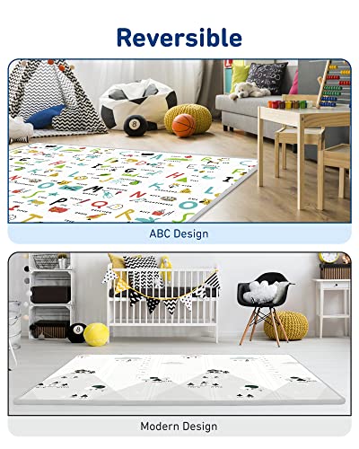 Baby Play Mat 79" X 71",Reversible Waterproof Foldable Foam Floor Playmat for Kids Toddlers, Extra Large Anti- Slip Baby Crawling Mat