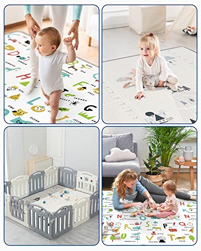 Baby Play Mat 79" X 71",Reversible Waterproof Foldable Foam Floor Playmat for Kids Toddlers, Extra Large Anti- Slip Baby Crawling Mat