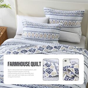 Y-PLWOMEN Quilt King Size 100% Cotton Boho King Quilt, Navy Boho Quilt Sets King, Lightweight Bohemian King Size Bedspreads for All Season, 3 Piece