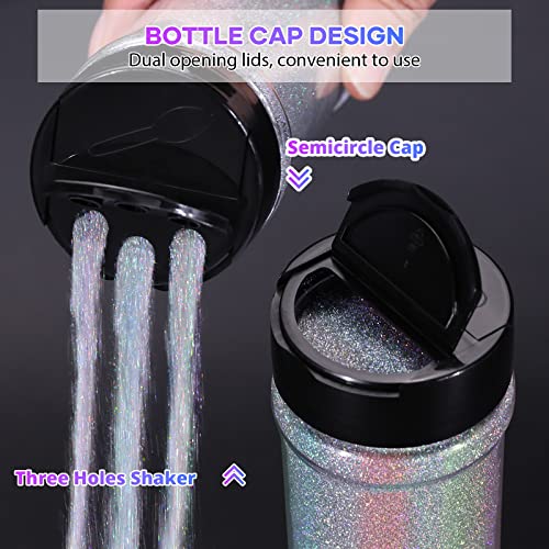 HTVRONT Holographic Extra Fine Glitter - 200g/7oz Silver Glitter for Crafts, 0.008"Portable Ultra Fine Glitter for Resin, Nails, Tumblers, Ornaments, Body, Candle, Cosmetic, Slime Glitter Powder