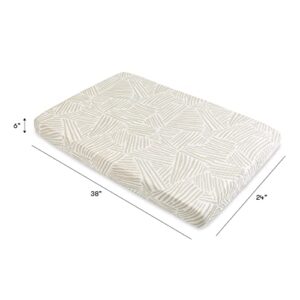 Babyletto 100% Organic Cotton Mini Crib Sheet, GOTS-Certified, Fitted 360°, Ultra-Soft and Breathable Muslin - Oat Stripe