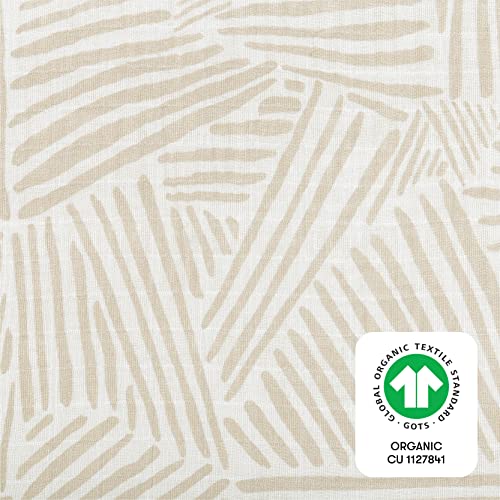 Babyletto 100% Organic Cotton Mini Crib Sheet, GOTS-Certified, Fitted 360°, Ultra-Soft and Breathable Muslin - Oat Stripe