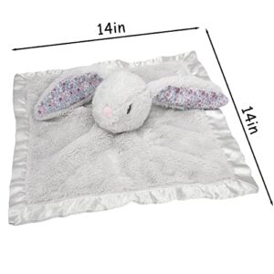 BEILIMU Bunny Baby Security Blanket Soft Plush Baby Snuggle Toy Lovely Stuffed Animals Easter Day Shower Gift for Boys, Girls, Newborn Infants, Grey 14 Inch