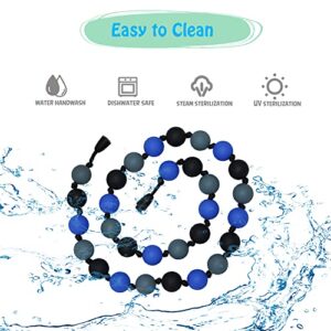 Sensory Chew Necklace for Kids, 2 Pcs Chewy Necklaces for Boys and Girls with Autism ADHD SPD, Silicone Fidget Teether Necklace for Toddler Teens to Reduces Anxiety and Stress