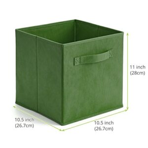 EZOWare Set of 4 Foldable Fabric Basket Bins, Collapsible Storage Organizer Cube 10.5 x 10.5 x 11 inch for Nursery, Playroom, Kids, Living Room - (Kale Green)