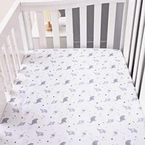 Baevellery Crib Bedding Set for Boys Girls Soft Cute 3Piece Toddler Baby Bedding Crib Sets for Boys Space Elephant Black Grey | Crib Comforter, Fitted Sheet, Dust Ruffle