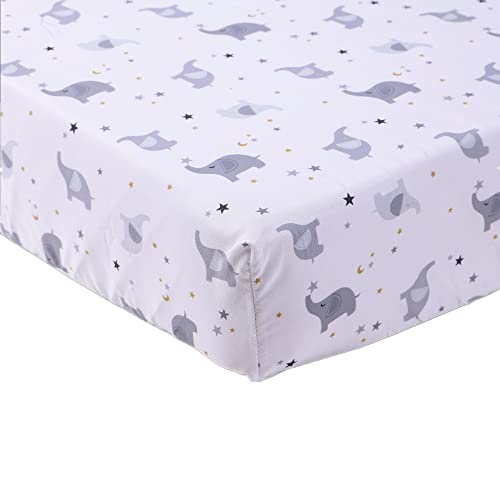 Baevellery Crib Bedding Set for Boys Girls Soft Cute 3Piece Toddler Baby Bedding Crib Sets for Boys Space Elephant Black Grey | Crib Comforter, Fitted Sheet, Dust Ruffle