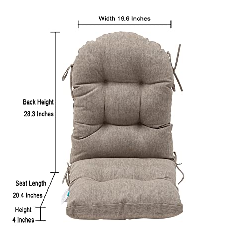 QILLOWAY Indoor/Outdoor High Back Chair Cushion for Adirondack,Spring/Summer Seasonal All Weather Replacement Rocking Chair Cushions. (TAN/Grey)