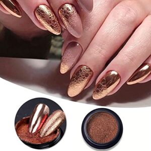 2 Boxes Apple Gold Chrome Nail Powder Metallic Mirror Effect Holographic Aurora Chameleon Pigment Nail Art Glitter for Nail Art Gel Polish Mermaid Unicorn Dipping Powder Decoration Design