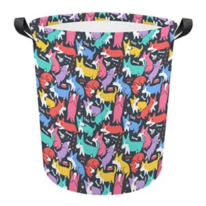 funny cute colorful corgi dogs pattern foldable laundry basket waterproof hamper storage bin bag with handle 16.5"x 16.5"x 17"