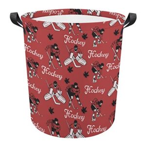 canadian hockey players foldable laundry basket waterproof hamper storage bin bag with handle 16.5"x 16.5"x 17"