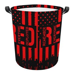 r.e.d remember everyone deployed red friday foldable laundry basket waterproof hamper storage bin bag with handle 16.5"x 16.5"x 17"